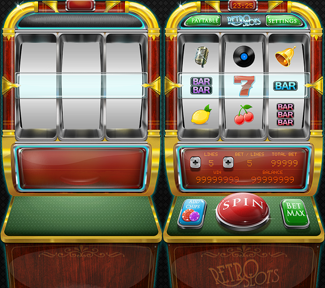Retro Slots GUI : Retro Slots Game UI@北坤人素材