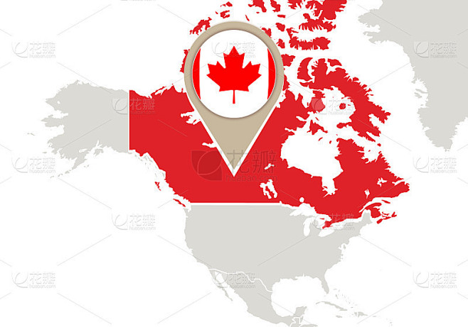 世界地图上的加拿大