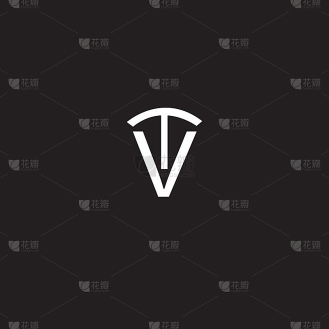 Vt字母标志在黑色背景Premium矢量