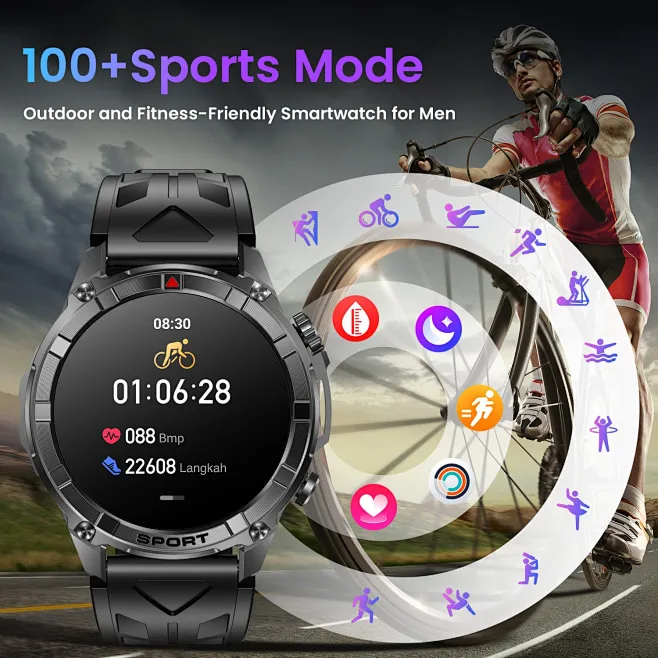 Smartwatch Sportuhr Armbanduhr mit Bluetooth Telefonfunktion: 1,52 ...