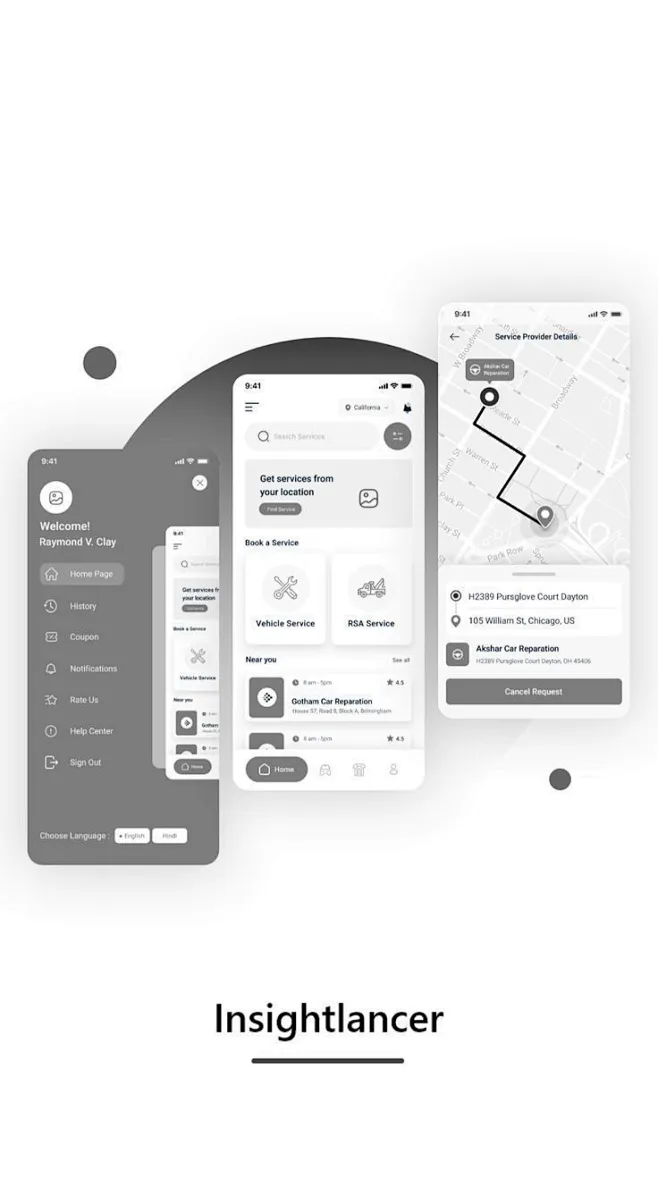 Creative & Modern UI Design of Road Side Assistance and Garage Finder.-花瓣网