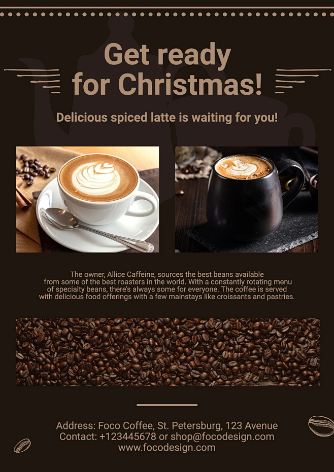 Coffee Shop Christmas Grand Opening Propaganda Flyer素材-花瓣网