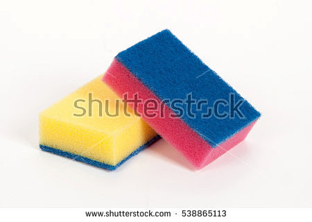 two scouring sponges on the isolated white background