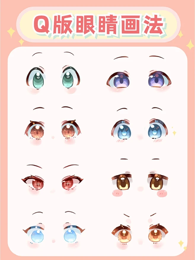 绘画素材|Q版眼睛画法合集！附绘画步骤 -花瓣网