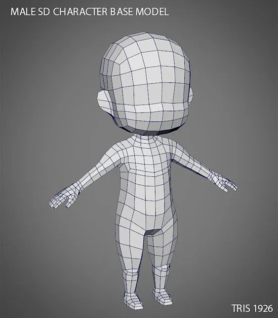 Male SD Character Base Low Poly Model #Character, #SD, #Male, #Model-花瓣网