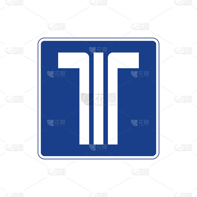 Square traffic signal in blue and white, isolated