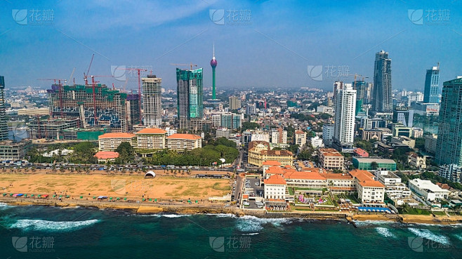 天线。科伦坡-商业首都和斯里兰卡最大的城市。