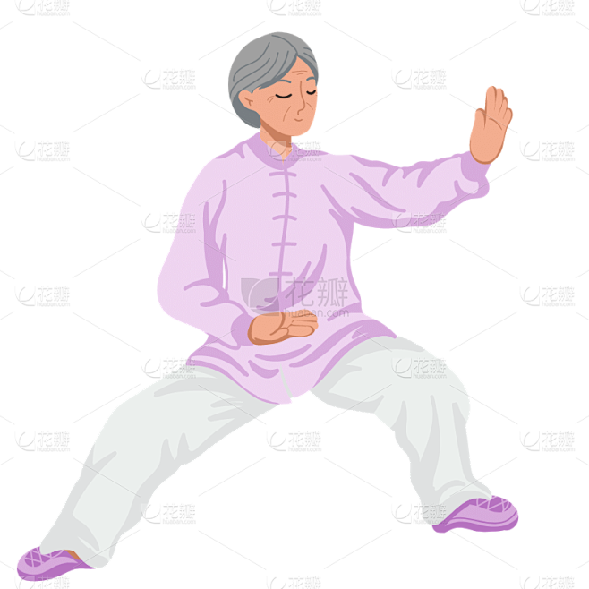 手绘-太极拳人物插画贴纸7