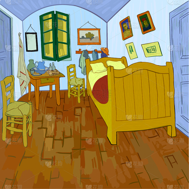 卧室,梵高,名声,艺术家,表现主义,涂料,想法,儿童画,复古,绘制