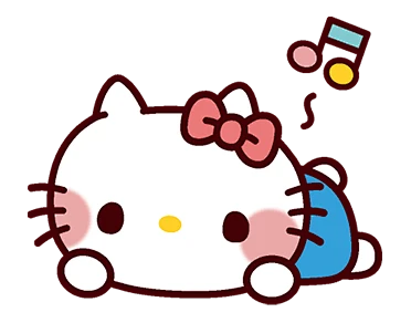 an image of a hello kitty sleeping with music notes coming out of its ...
