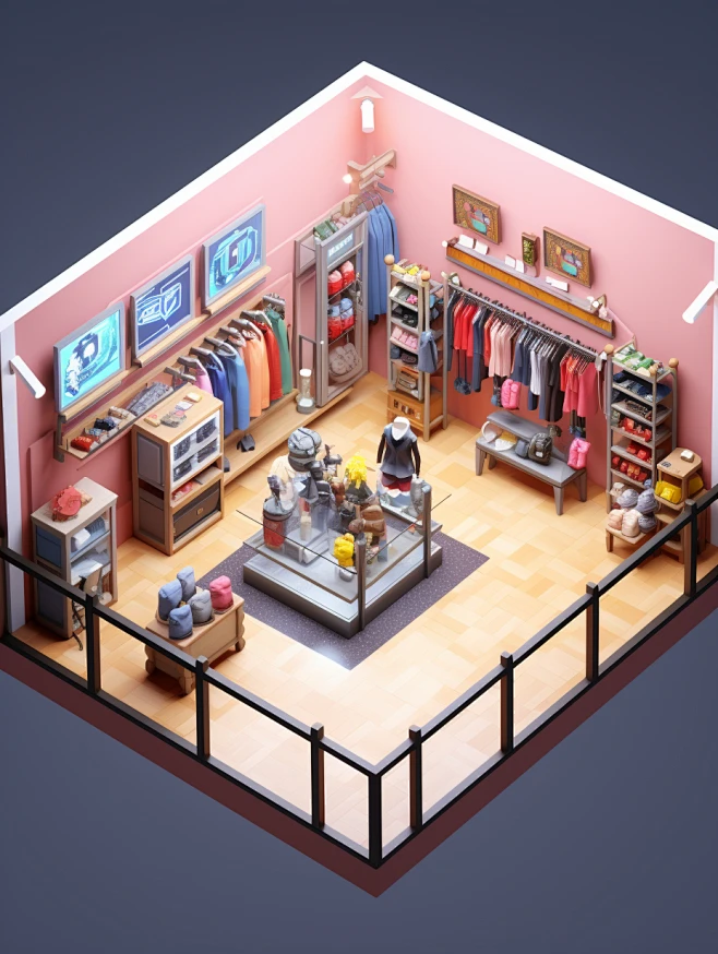 QiuLing6689_3D_32_-_bit_isometric_anime_clothing_store_6af38480-c1b9 ...