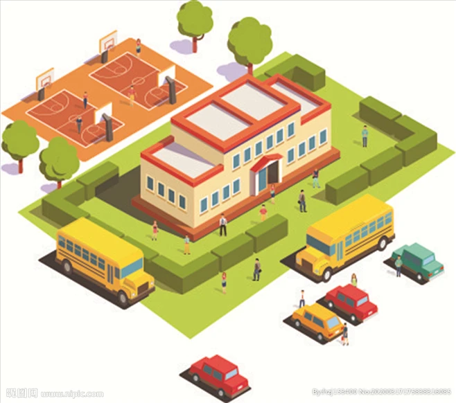 2.5d立体学校建筑插画装饰设计图__广告设计_广告设计_设计图库_昵图网nipic.com-花瓣网