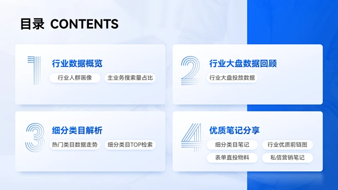 蓝色 4点 PPT目录页 @多梦PPT⇦ https://huaban.com/user/tooodream-花瓣网