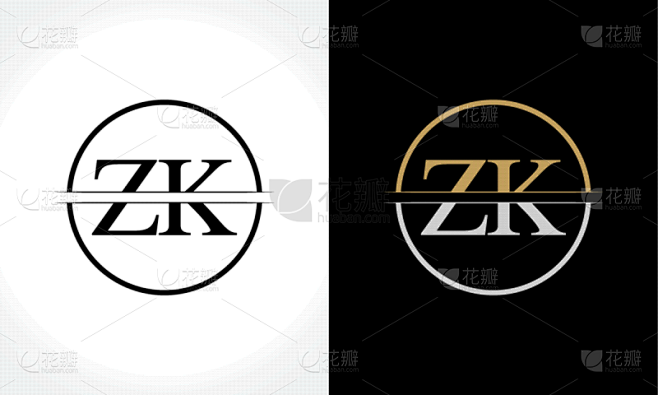 initial zk logo design template creative letter
