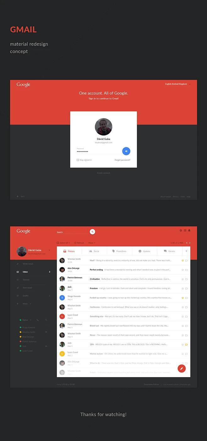 Gmail Material Redesign Concept : My first material design.图片_【GUI】电脑客户端图片素材-花瓣网