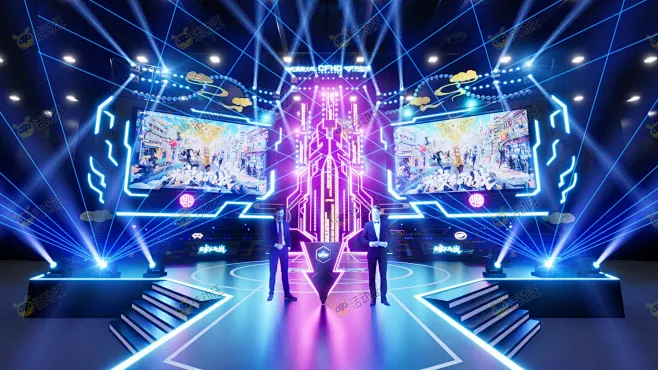 电竞比赛舞台区活动舞台舞美3d效果图-花瓣网