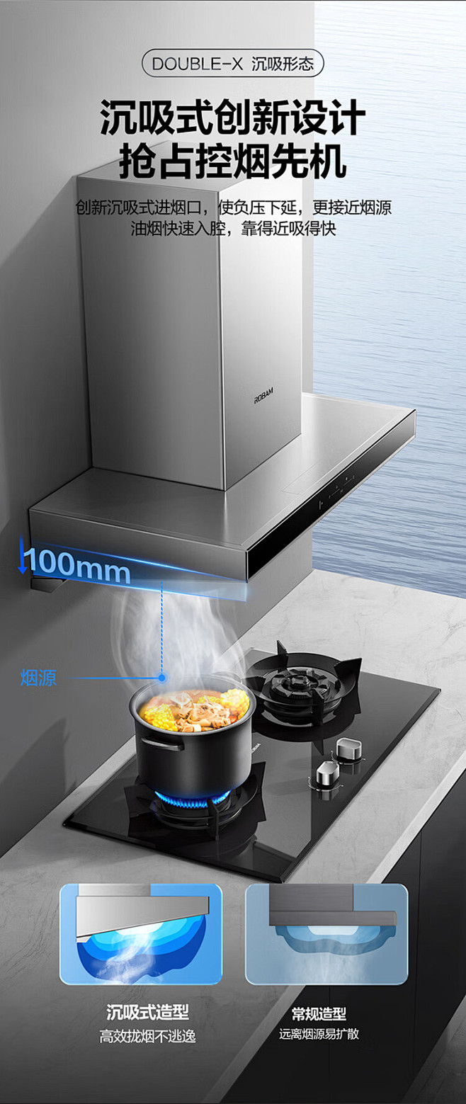 【老板CXW-260-65D3S】老板（Robam）双子星抽油烟机顶吸式变频油烟机家用大吸力25风量 一级能效挥手智控 以旧换新吸