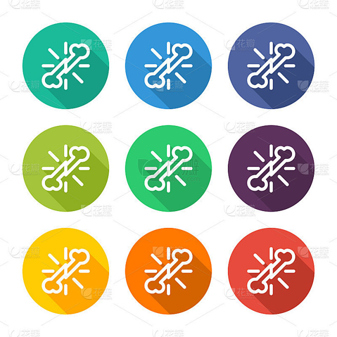 插图图标骨折与几种颜色的替代。