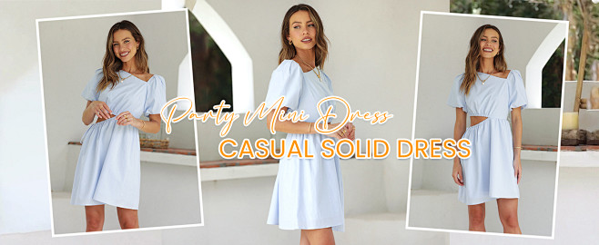 KIRUNDO 2023 Women's Summer Short Puff Sleeve Cut Out Dress Casual ...