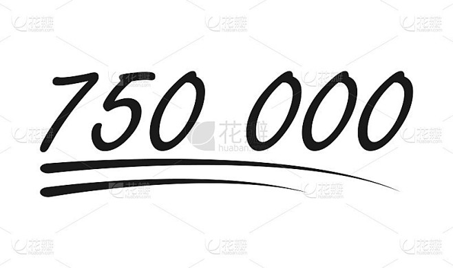 祝贺数字字母，75万庆祝追随者图标，网络在线贴向量插图