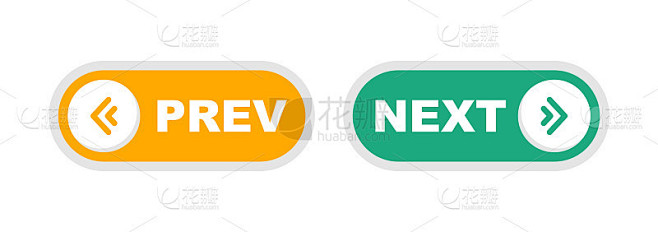 “下一步”和“上一步”按钮。上一页,下一页图标。带有箭头prev和next的Web按钮。矢量插图。