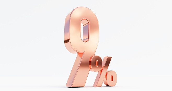 3d-render-9-percent-off-bronze-nine-percent-isolated-white-background