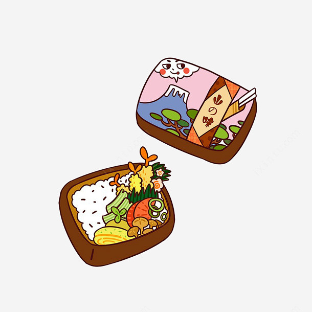 日式卡通盒饭高清素材 卡通盒饭 外卖盒饭 日式卡通便当 美味盒饭 元素 免抠png 设计图片 免费下载