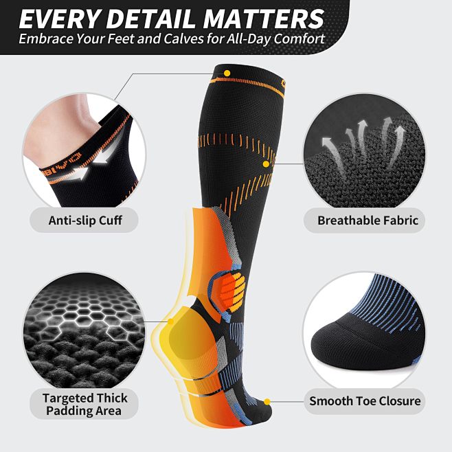 Amazon.com: CAMBIVO Compression Socks for Women and Men - 2 Pairs 15-20 ...