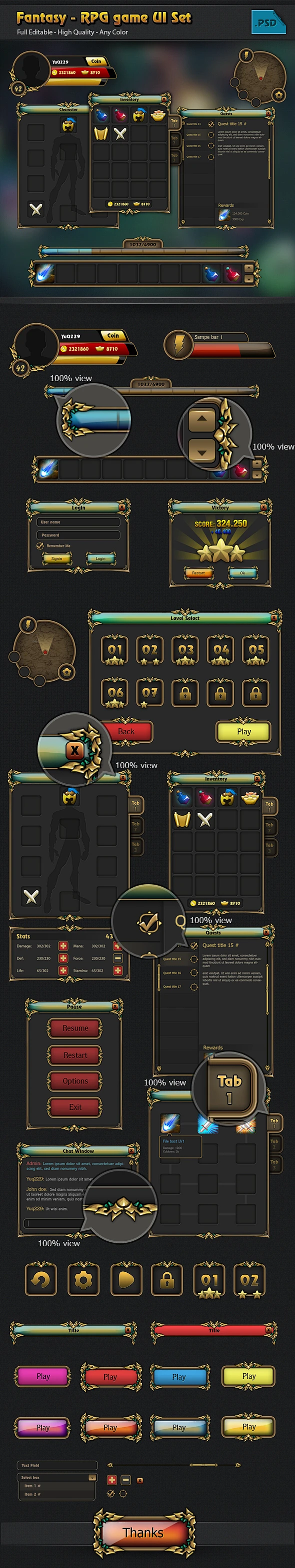 RPG game Gui set on Behance-花瓣网