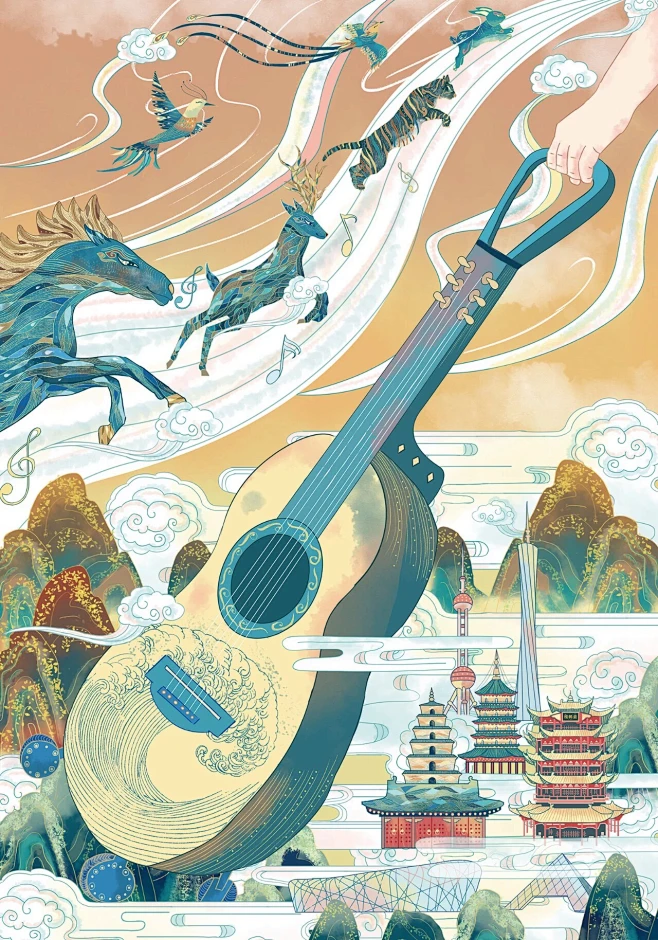 庆祝新中国成立70周年海报/插画征集活动 采集@GrayKam-花瓣网