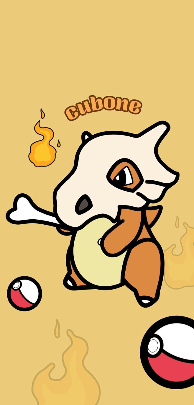 原创壁纸 精灵宝可梦卡拉卡拉 cubone