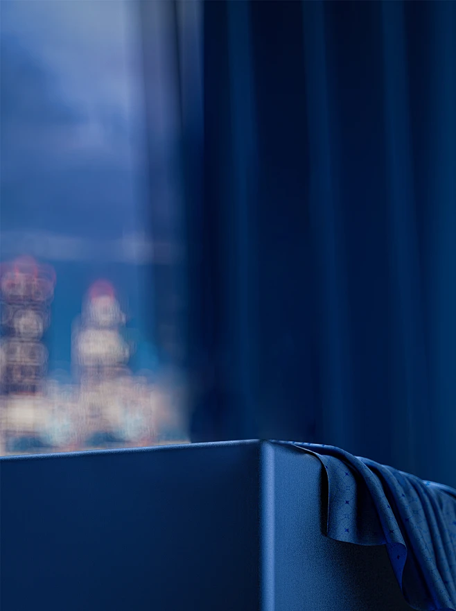 蓝色室内场景背景-花瓣网