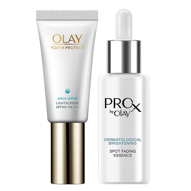 OLAY淡斑小白瓶ProX祛斑精华液零重力小白伞防晒霜女面部护肤套装-tmall.com天猫