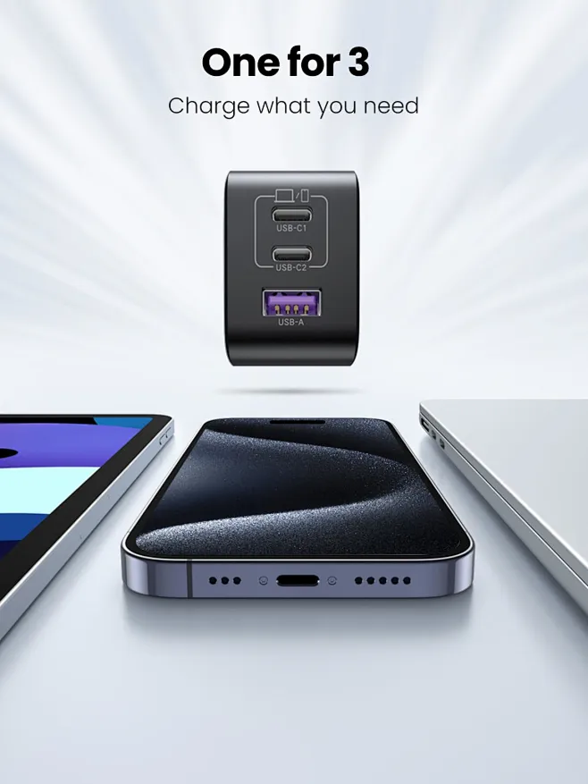 Amazon.com: UGREEN 65W USB C Charger, Nexode 3 Ports GaN Fast Charger ...