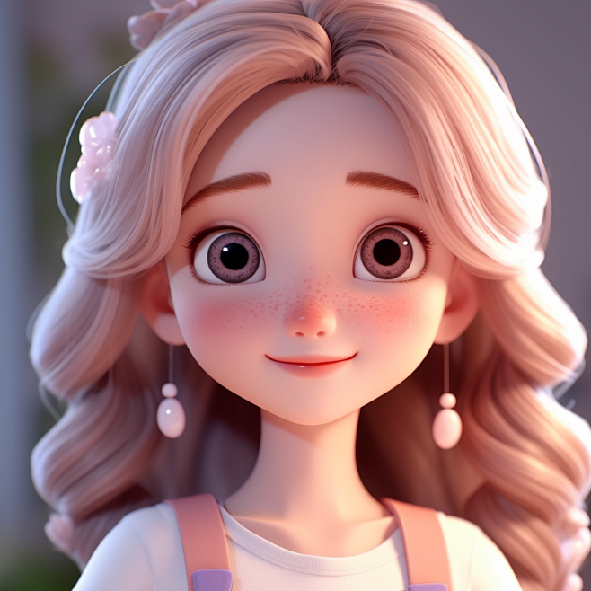 super cute girl IP by popmart,natural light,Adorable,Youthful,Animated, pixar style,Medium ...