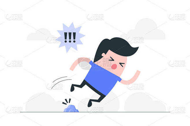 人的腿被石头绊倒了.