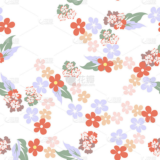 Vector seamless floral spring pattern. Small flowe