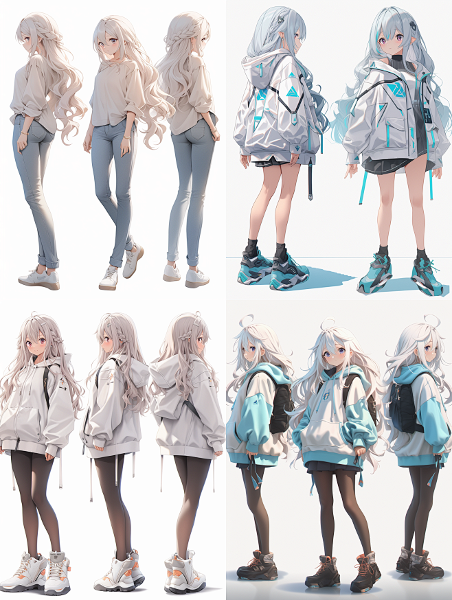 zengameartist_Anime_female_figure_front_side_back_three_views_s ...