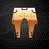 gold pants icon isolated on black background