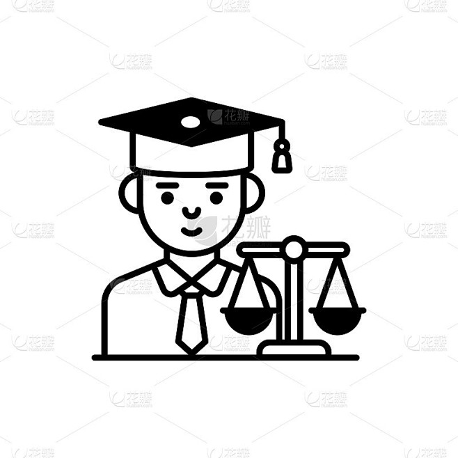 律师矢量字形图标风格的插图。EPS 10个文件