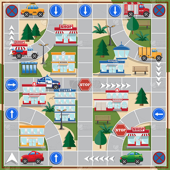 的城市。棋盘游戏。