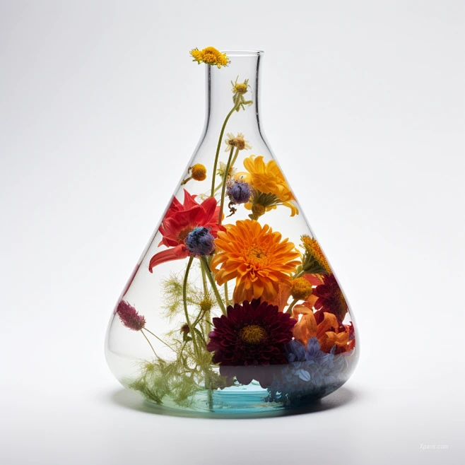 AI绘画_Prompts_QuickscopingFTW_a_conical_flask_with_colorful_flowers ...