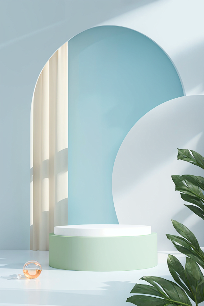 护肤品化妆品展示台C4D电商展台背景图-花瓣网