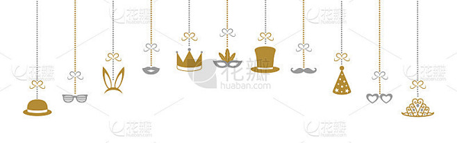 悬挂派对装饰品-嘉年华，派对，生日和照相亭。向量。