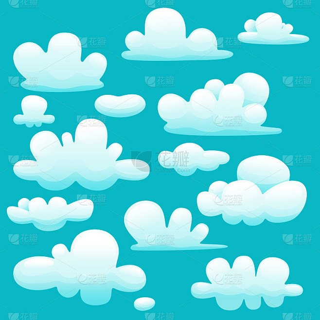 卡通云设置矢量插图