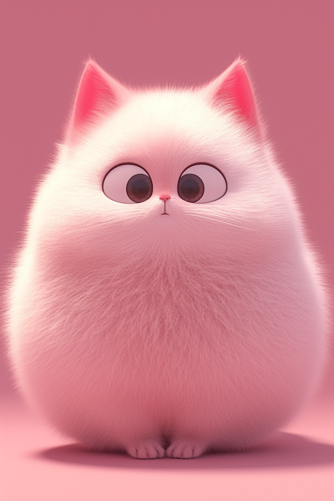 zzh3333_cute_pink_cat_character_with_the_calm_and_glossy_long_w ...