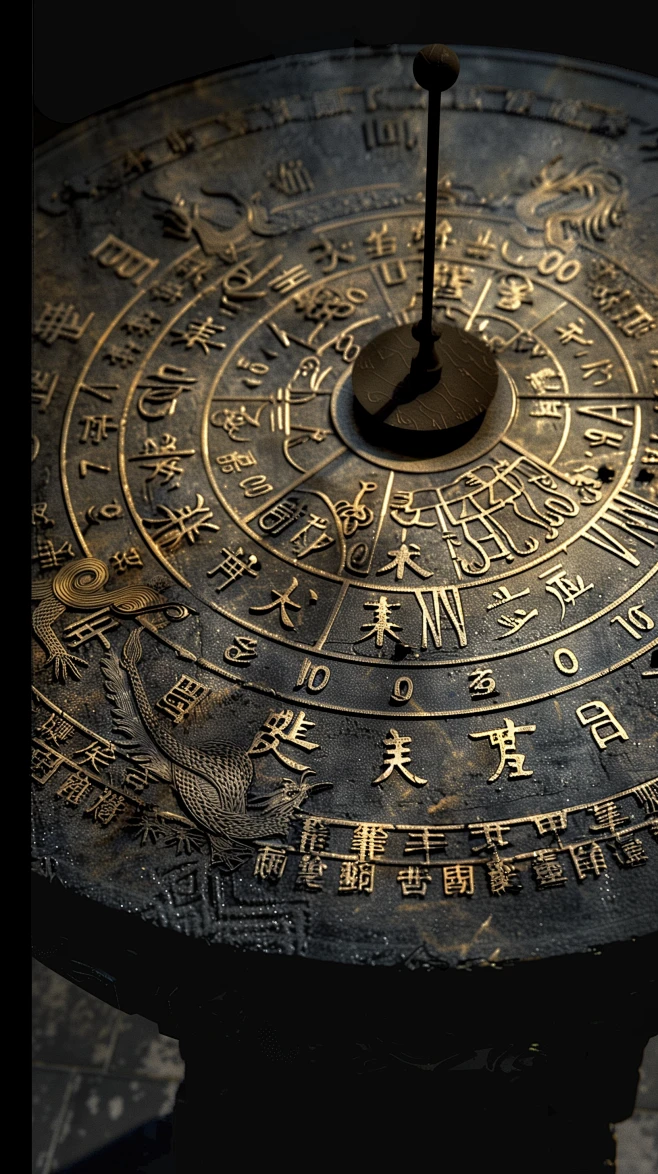 rivasmarner33_A_bronze_sundial_with_gold_lettering_and_sand_gol ...