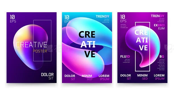 Trendy Fluid Gradient Poster素材-花瓣网
