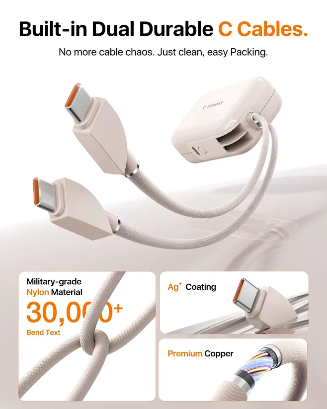 Amazon.com: TORRAS Power Bank, 10000mah 45W Fast Charging Built in 2 ...