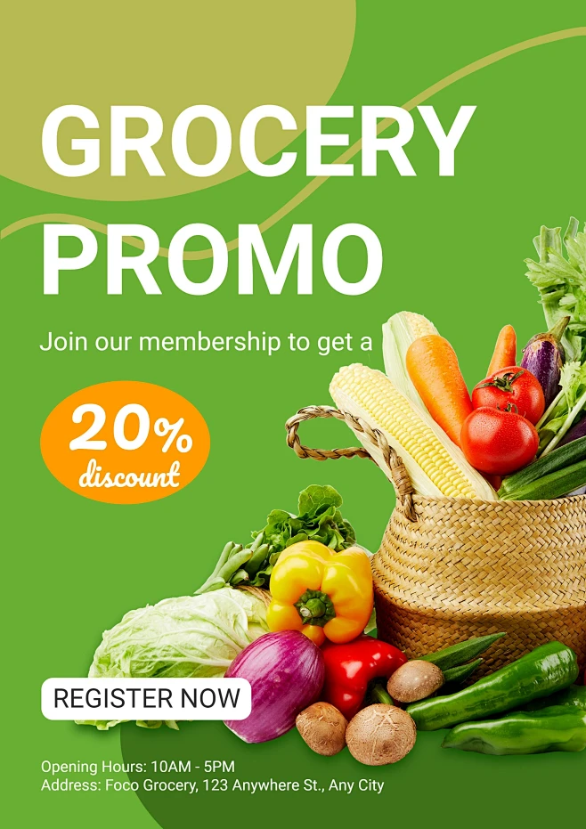 Fresh Vegetables Groceries Food Sale Discount Promo Advertising Poster ...